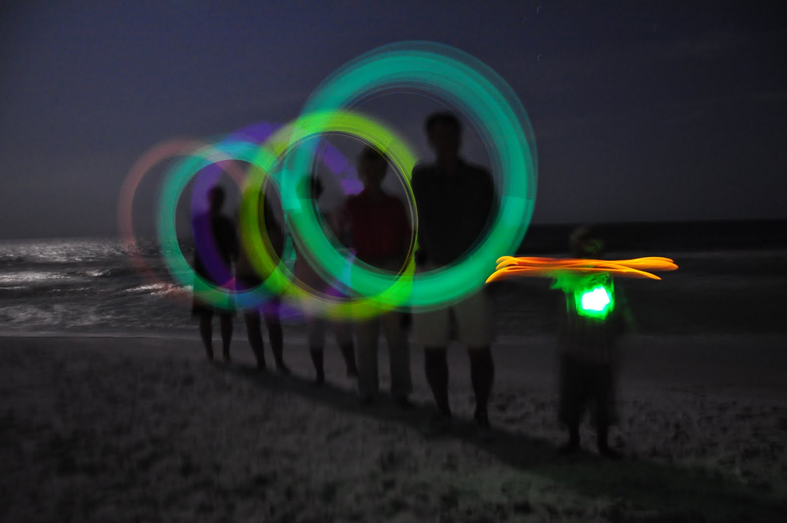 Brees Blog: Glow Sticks at the Beach at Night