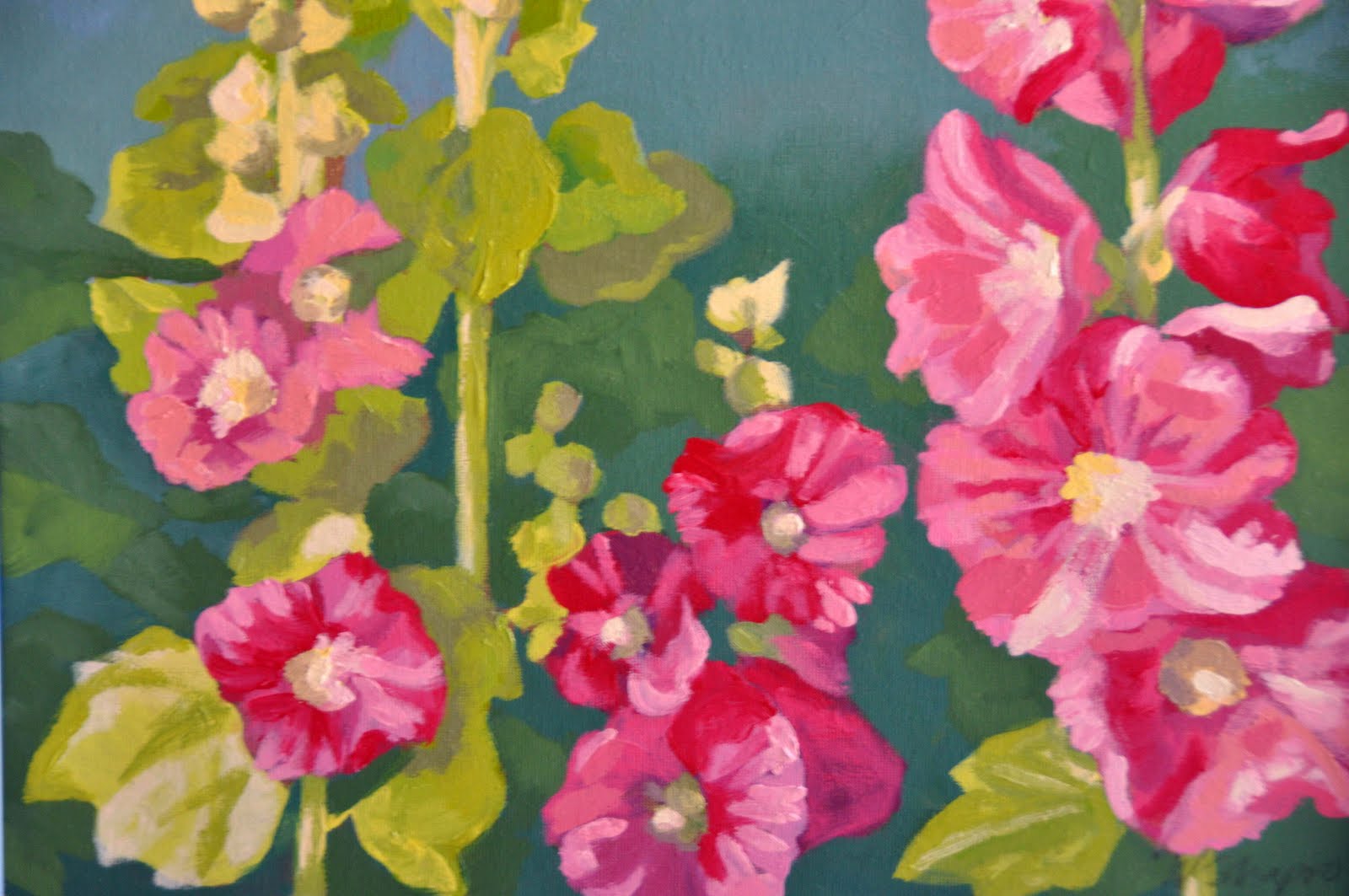Aesthetic Nest: Painting: Hollyhocks