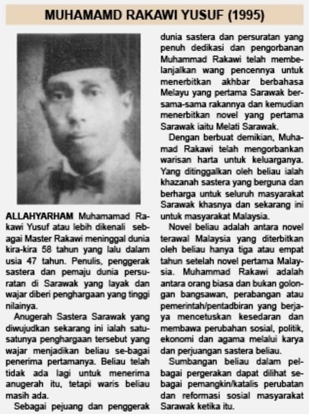 SENI BUDAYA: SEJARAH PENERIMA ANUGERAH SASTERA NEGERI SARAWAK (KATEGORI ...