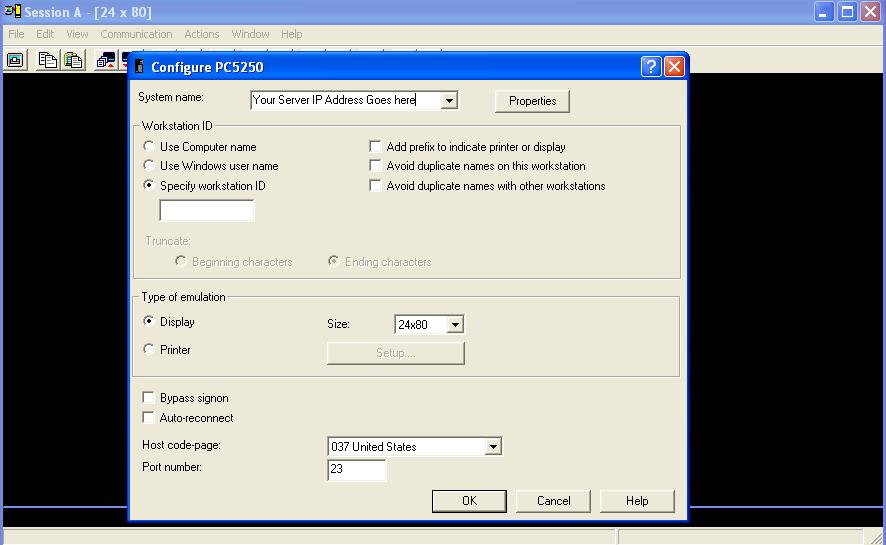 System i: Configuring iSeries Session