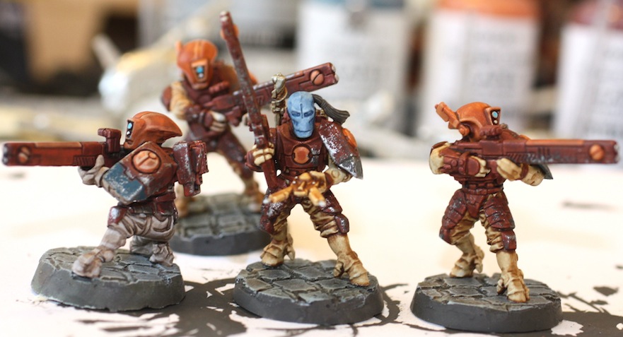 40k Hobby Blog: Tau Test: 4 Red Tau
