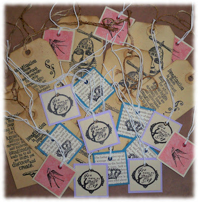 Three Old Crows: Cool altered art stamped tags