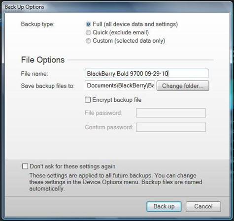 FaceBerry CoOL: Backup & Restore Data Using BlackBerry Desktop Manager 6