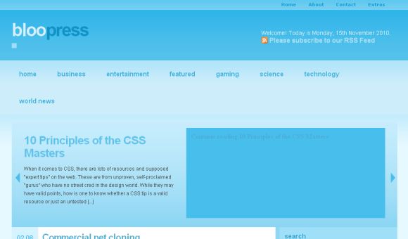 Free WordPress Magazine Blue Blog Website Theme
