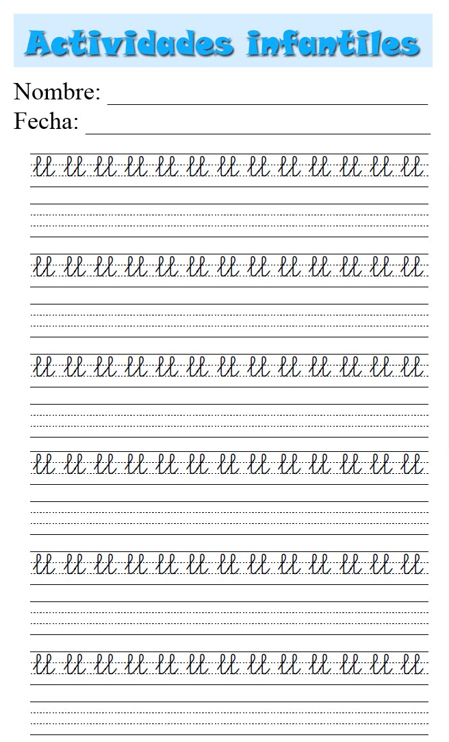 FICHAS CALIGRAFIA INFANTIL : LETRA LL : ACTIVIDADES PARA NIÑOS