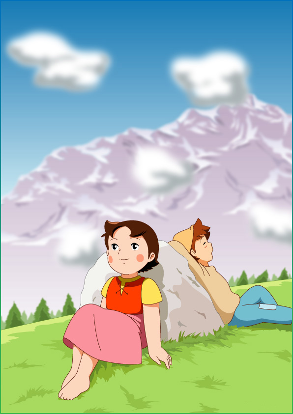IMAGENES DE HEIDI LA NIÑA DE LOS ALPES:HEIDI Y PEDRO DESCANSANDO JUNTO ...