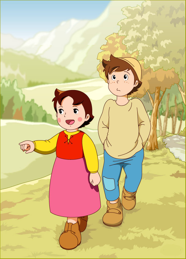 HEIDI IMAGENES EN COLOR PARA IMPRIMIR GRATIS:HEIDI Y PEDRO PASEANDO POR ...