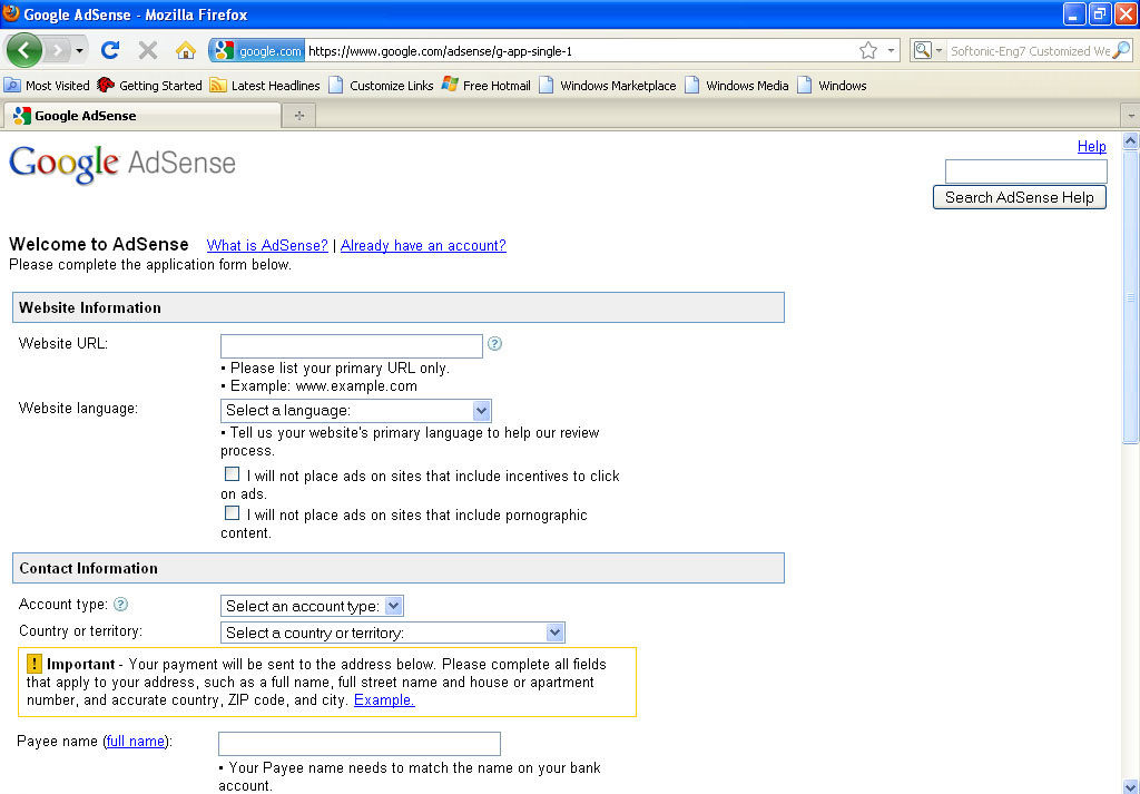 AdSense: How to sign up for google adsense account?