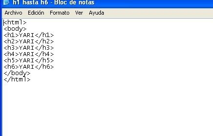 manual html: h1 hasta h6