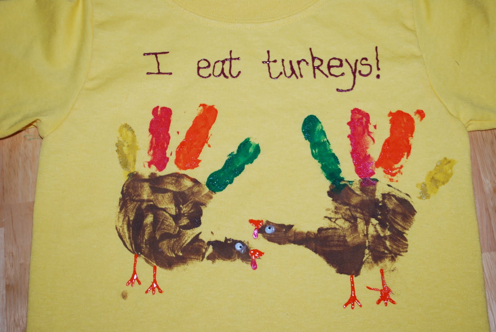 Sanctified by Sons and One Daughter: Hand-print Turkey Shirts