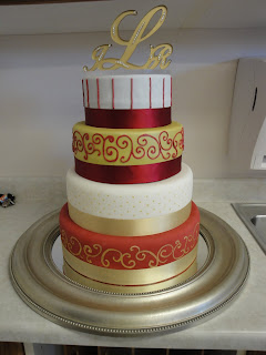 katie cakes: Maroon and Gold Wedding Cake