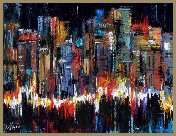 Debra Hurd Original Paintings AND Jazz Art: Abstract Cityscape street ...