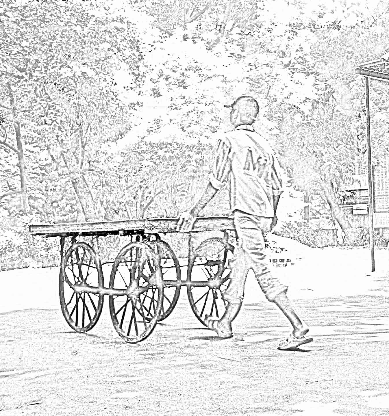 Stock Pictures: Wooden hand carts with four wheels - Photos and Sketches