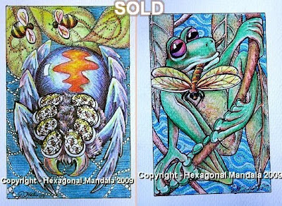 Hexagonal Mandala Art Journal by Diavma: Frog & Spider Drawings