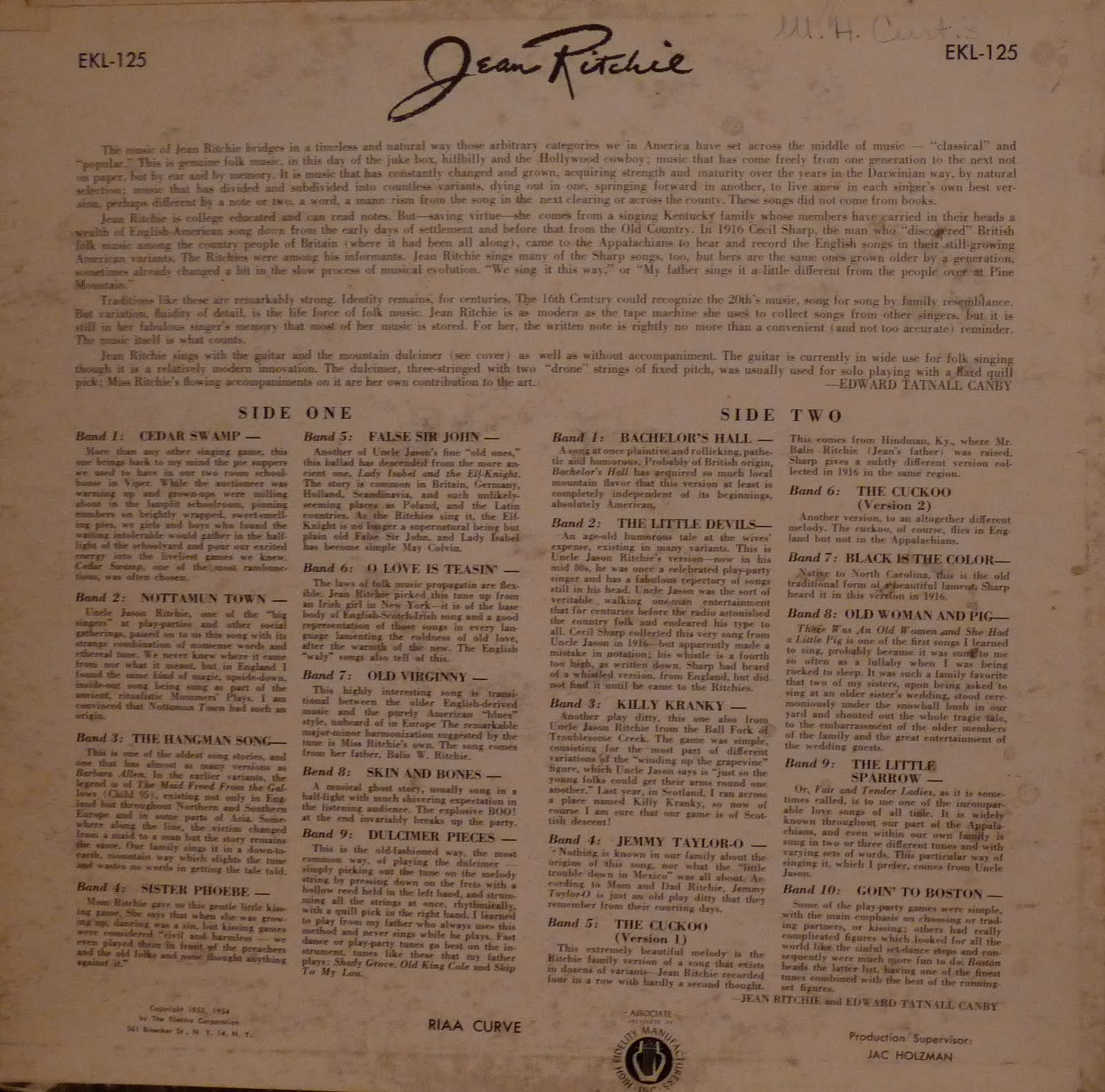 "Times ain't like they used to be": Jean Ritchie- Elektra LP