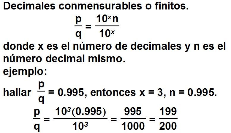 TEMAS DEL CURSO DE ÁLGEBRA.: DECIMALES FINITOS A QUEBRADOS.