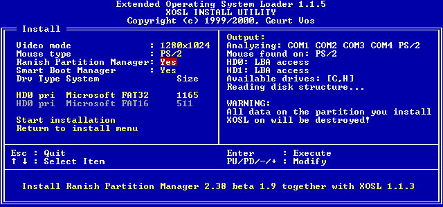 Ensamblar y configurar equipo de computo: Ranish Partition Manager