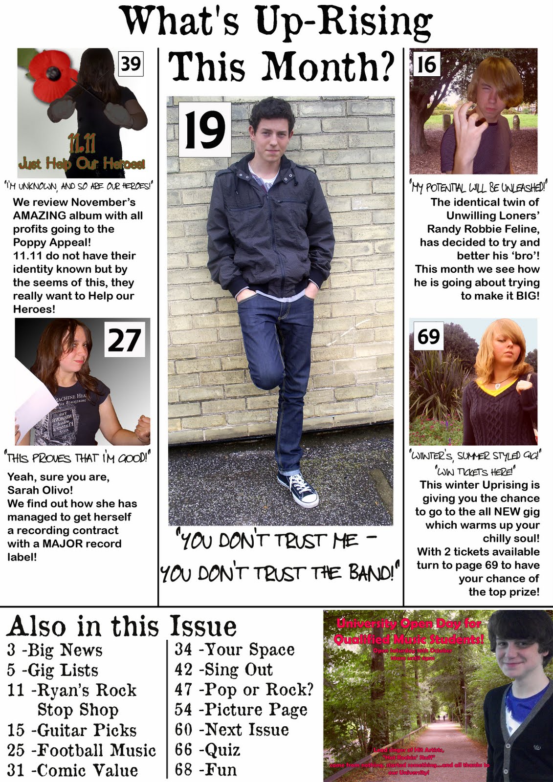 Read's Daily Media: Music Magazine, Contents Page Attempt 2