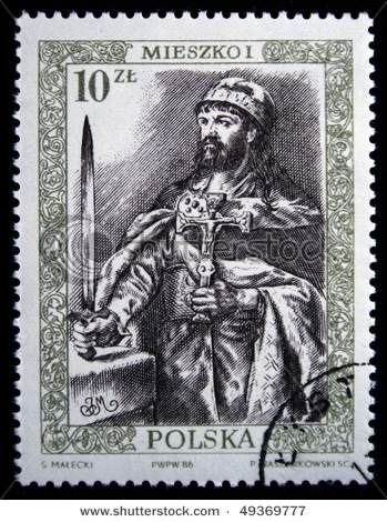 Historia Polski w malarstwie: Mieszko I na znaczkach