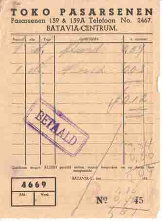 Dokumen Djadoel: Nota Toko Pasar Senen