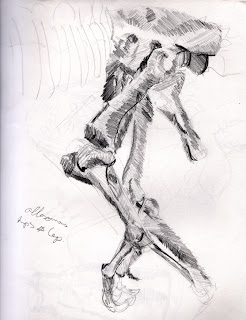 drawing and drawing: allosaurus! bones! Hip and legs!