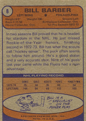 Just A Bit Offside: 1974-75 Topps Card #8 Bill Barber