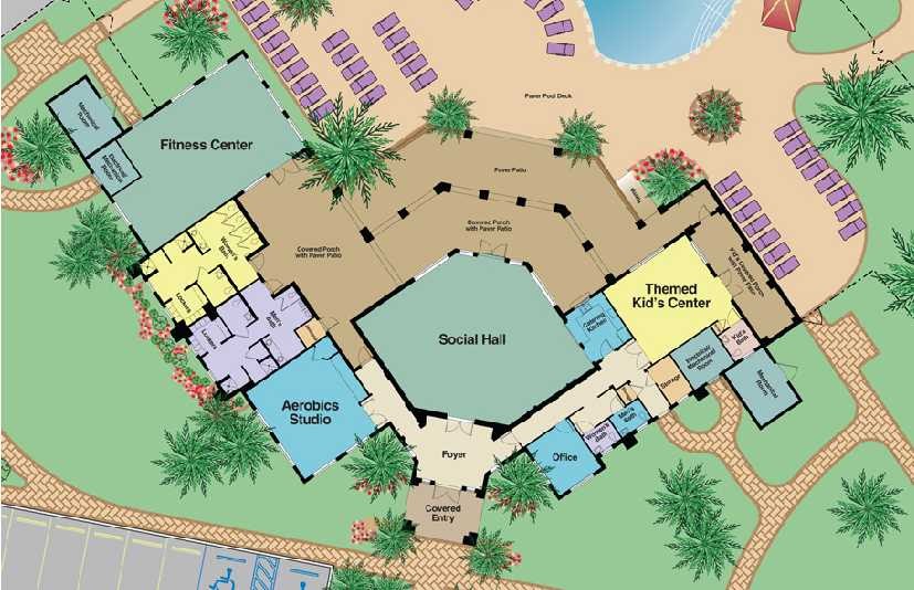 CANYON SPRINGS, Boynton Beach, Florida: CLUBHOUSE FLOOR PLAN AND SITE