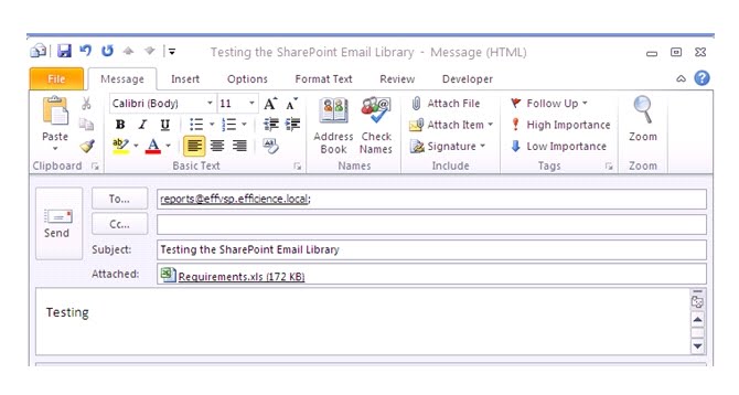 Code Thumb: SharePoint 2010 Email Enabled Document Library