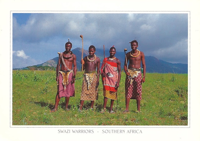 DX Postcarden: Swazi Warriors, Swaziland, Africa