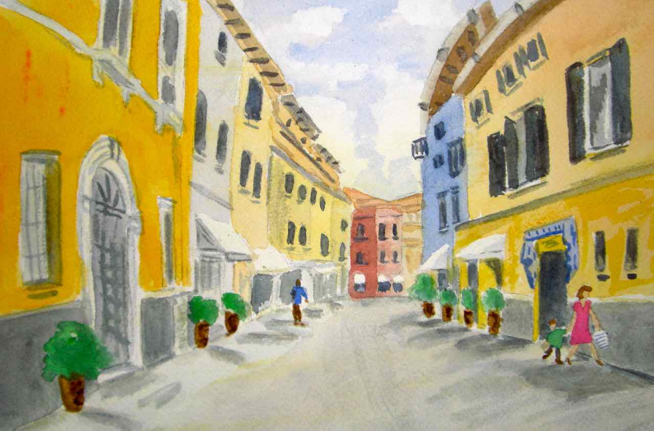 Quotidian Grace: Friday Watercolors: Street Scene and Still Life