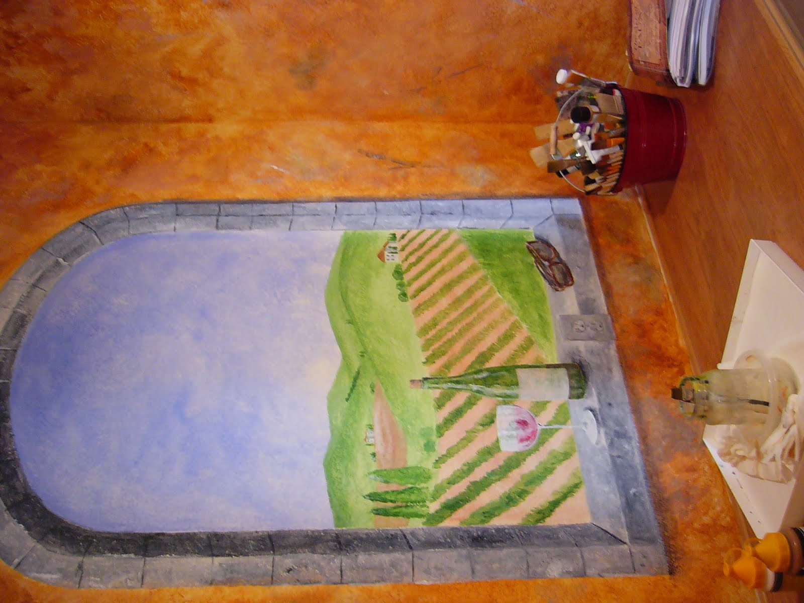 MERMAID'S PALETTE: Tuscan Style Window Mural Painted Over Bar