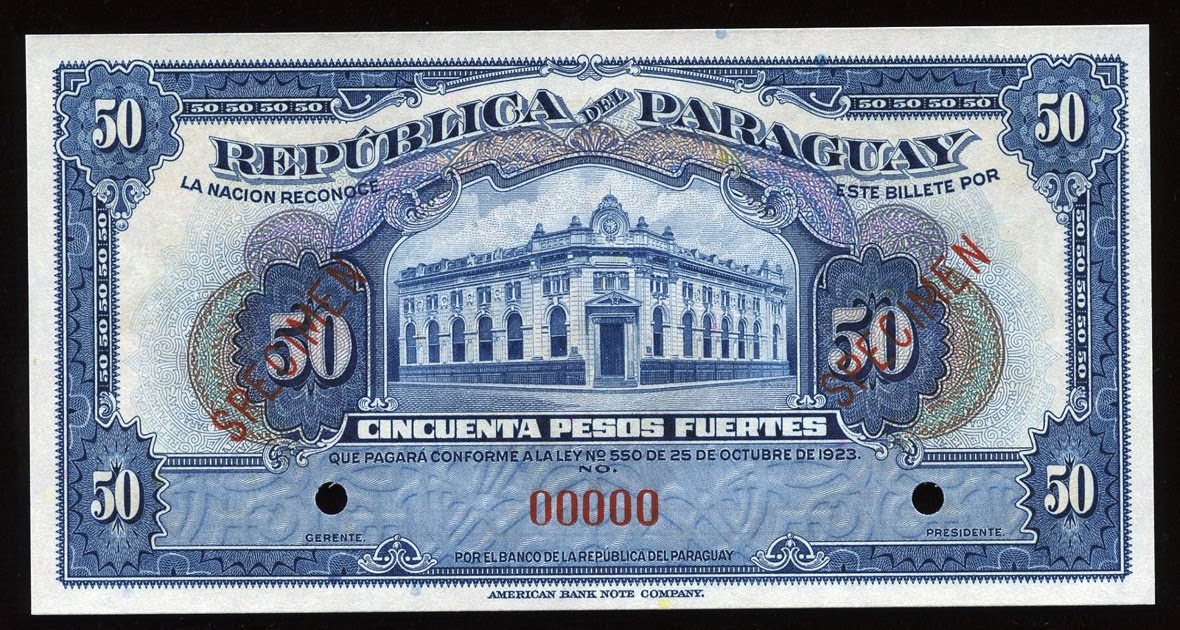 Paraguay 50 Pesos Fuertes banknote 1923|World Banknotes & Coins ...
