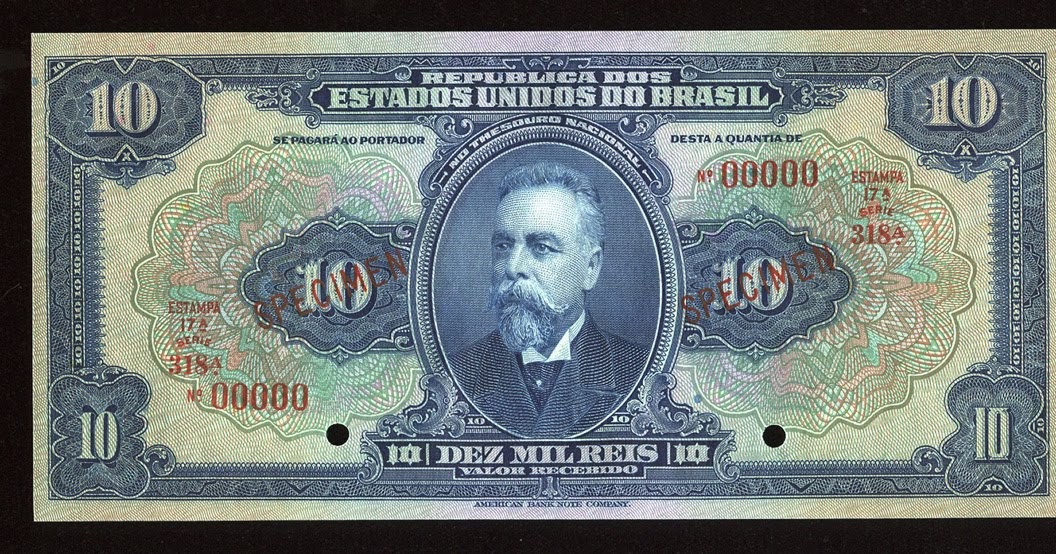 Brazilian banknotes 10 Mil Reis banknote of 1925 Manuel Ferraz de ...