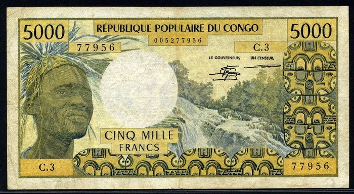 Congo banknotes 5000 Francs banknote of 1978 Native Bateke healer|World ...
