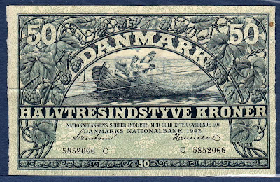 Denmark 50 Danish kroner banknote of 1942.|World Banknotes & Coins ...