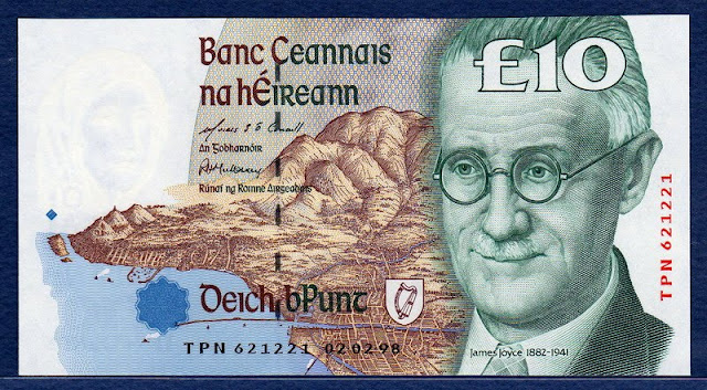 Ireland Currency 10 Pounds banknote 1998 James Joyce|World Banknotes ...