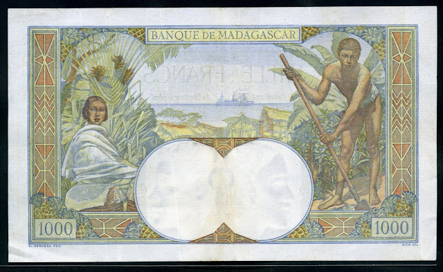 Madagascar banknotes 1000 Francs banknote of 1948 Marianne|World ...