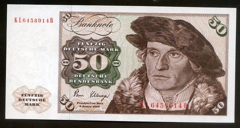 Germany banknotes 50 Deutsche Mark banknote 1980 Hans Urmiller|World ...