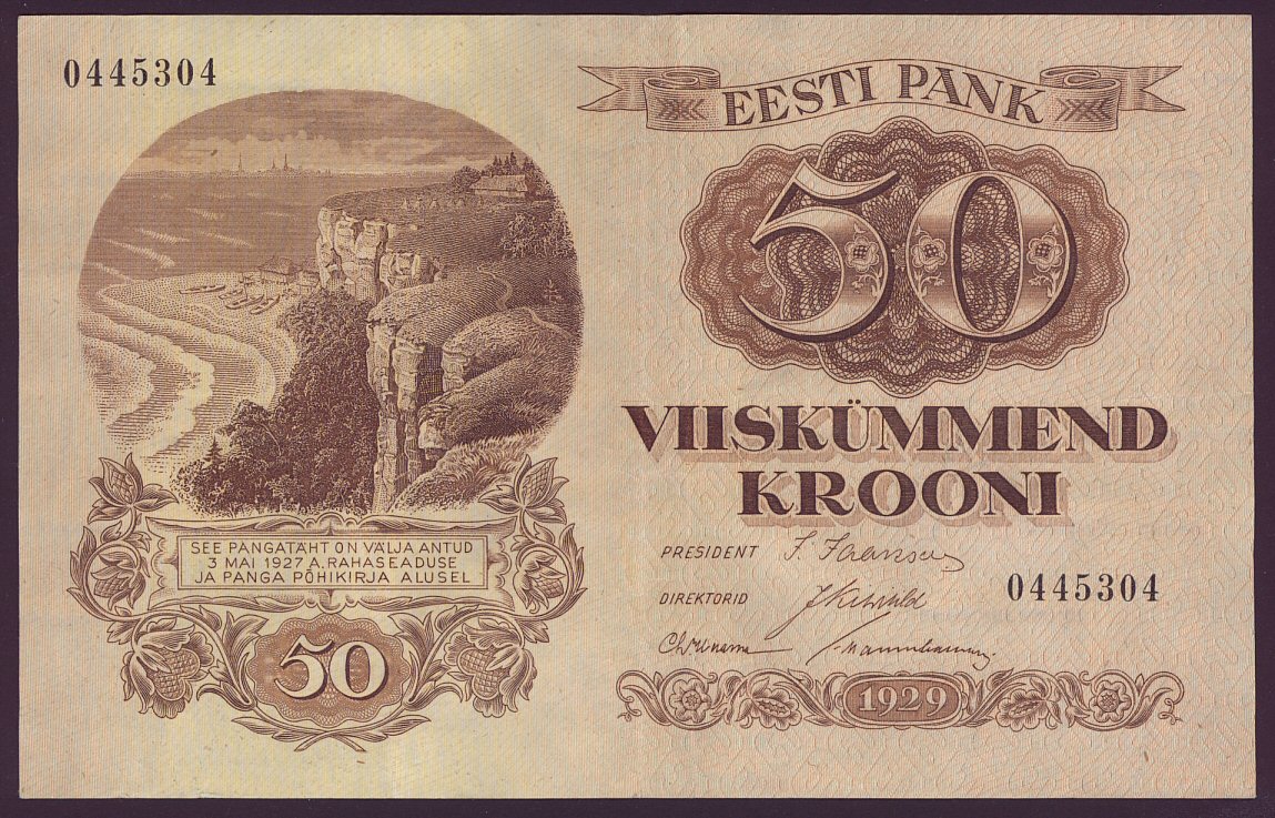Estonia paper money 50 Krooni banknote 1929|World Banknotes & Coins ...