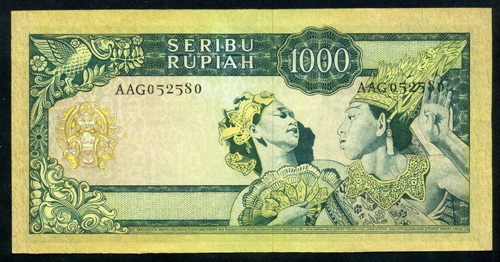 Indonesia banknotes 1000 Rupiah banknote of 1960 Sukarno & Balinese ...