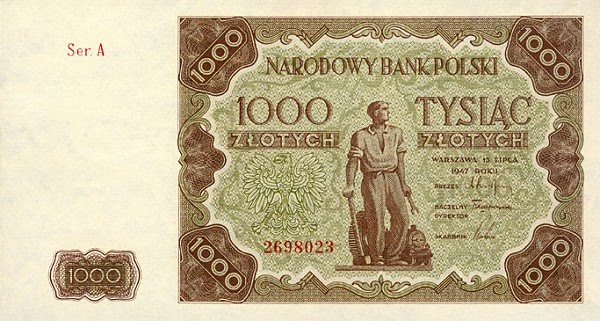 Poland 1000 Zlotych banknote 1947|World Banknotes & Coins Pictures ...
