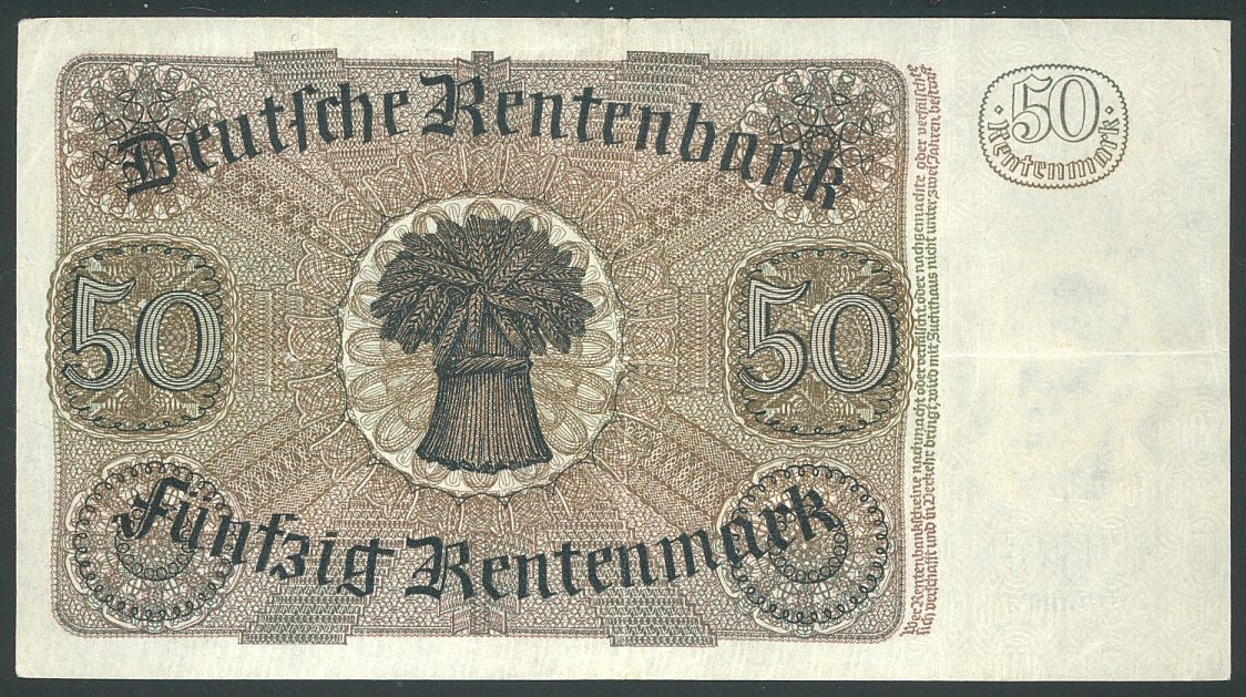 German banknotes 50 Rentenmark banknote 1934 Freiherr vom Stein|World ...