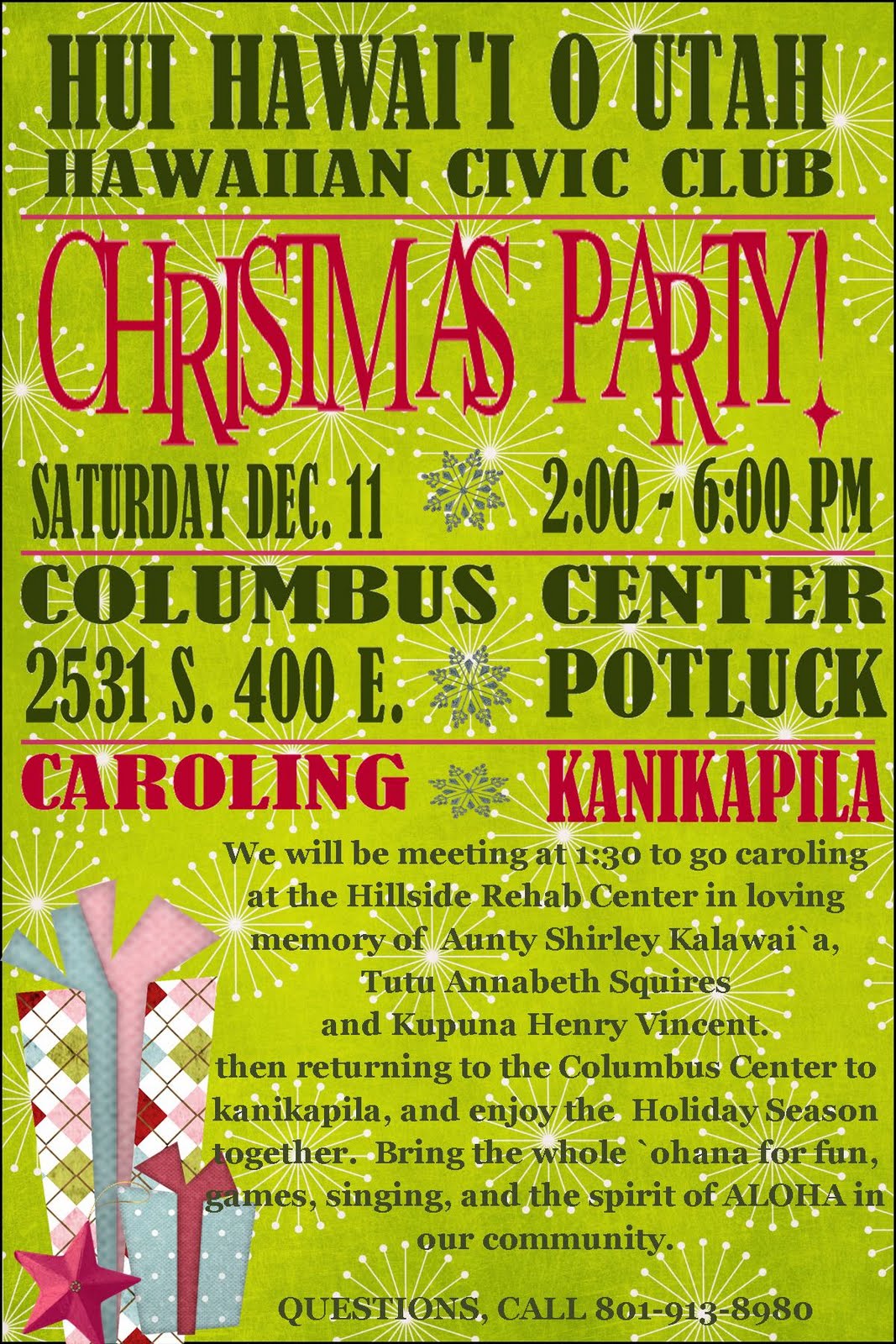 Hui Hawai`i O Utah Hawaiian Civic Club: CHRISTMAS PARTY!!!