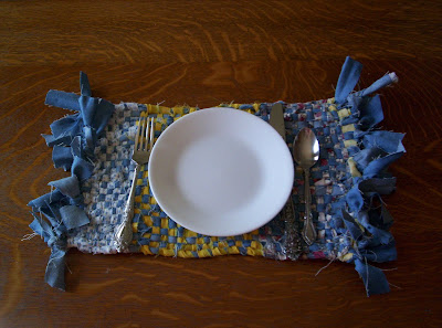 Almost Unschoolers: Weaving a Rag Place Mat