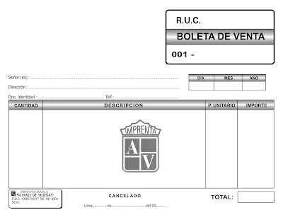IMPRENTA ALVAREZ DE VILLEGAS: Comprobantes de Pago - Boletas