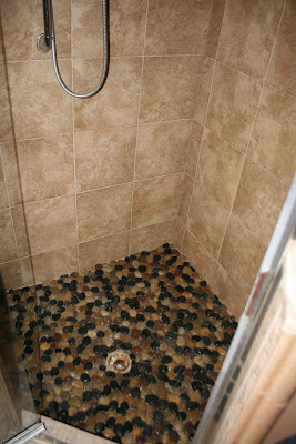 Ryan's Pearl: River Rock on Shower Floor