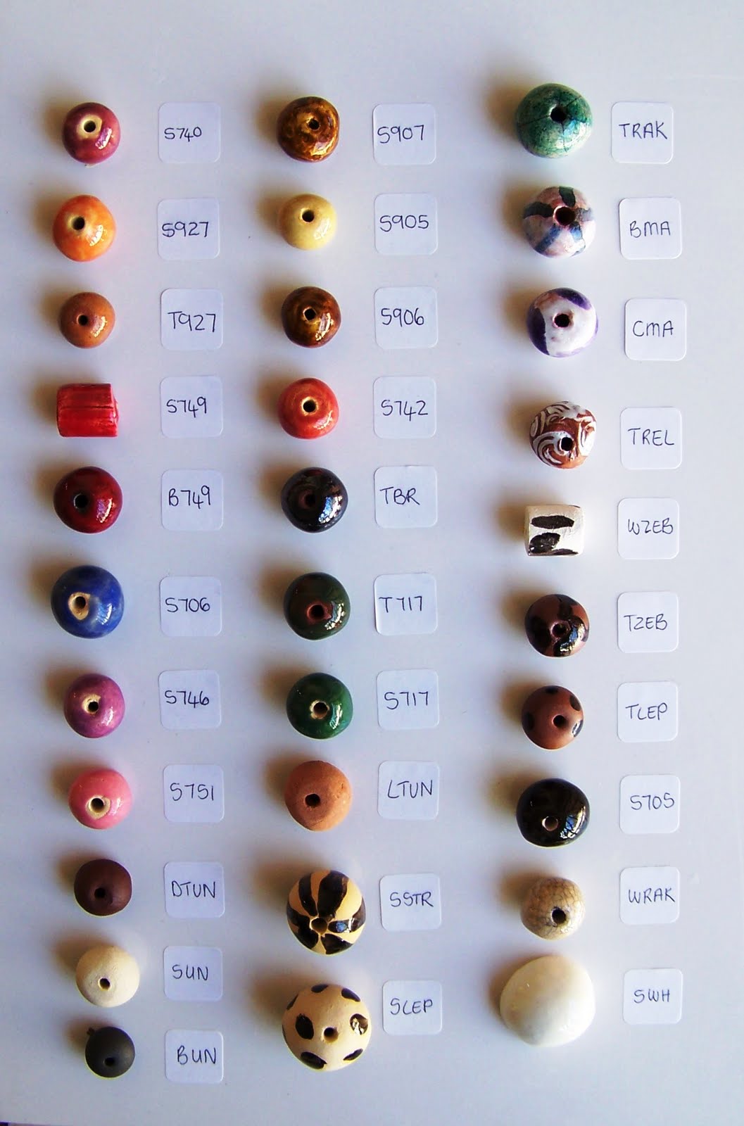 earthbutter beads: Colour Chart
