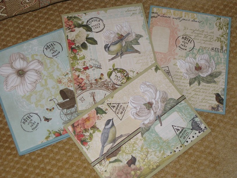 Vintage Paris Market: Vintage Style Birds and Roses Note Cards