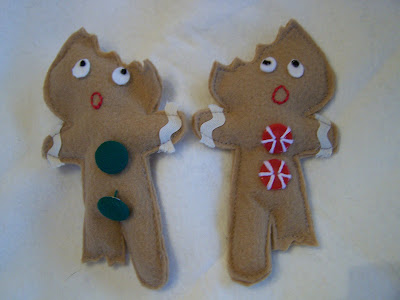 A Handmade Life: Half Eaten Gingerbread Men Ornaments