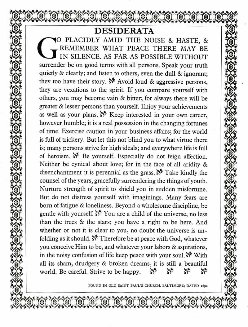 How to be Chic: Desiderata